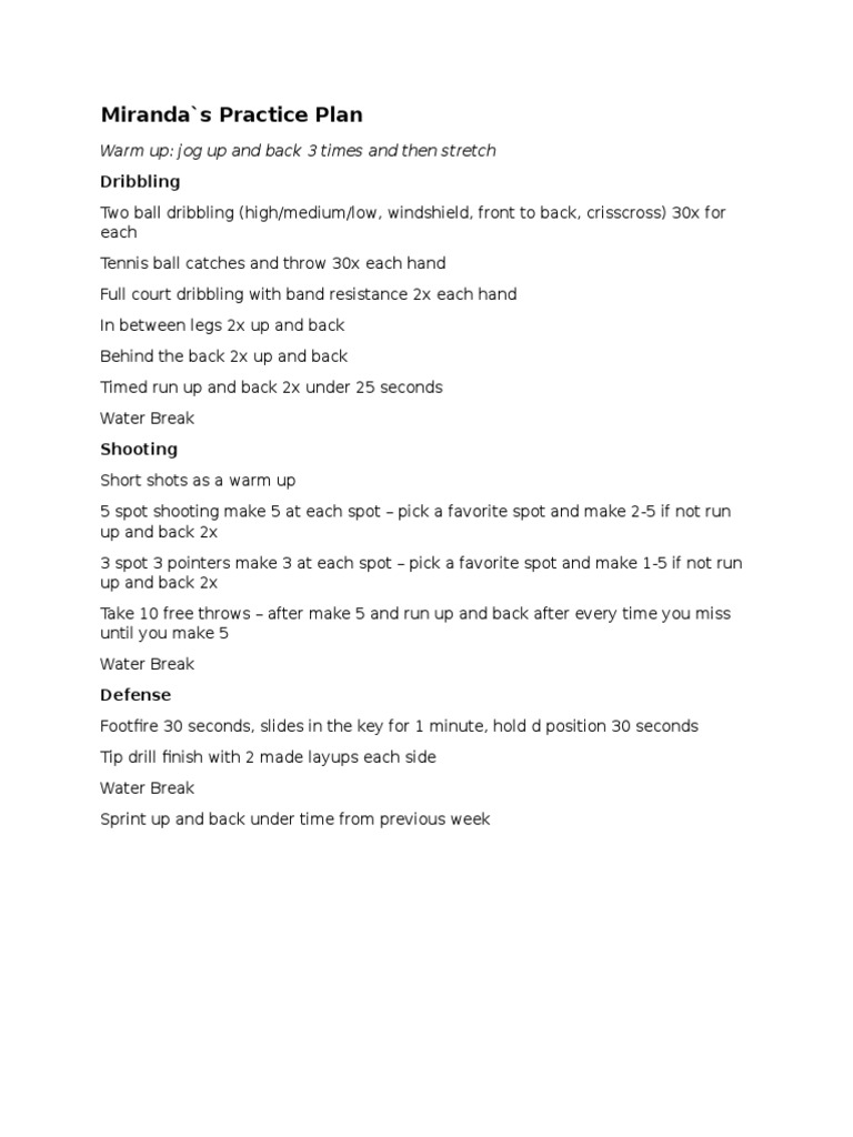 Individual Basketball Practice Plan | PDF