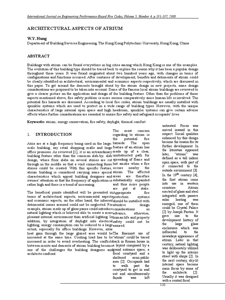 Fire Safety in Atrium Architecture | PDF | Lighting | Building