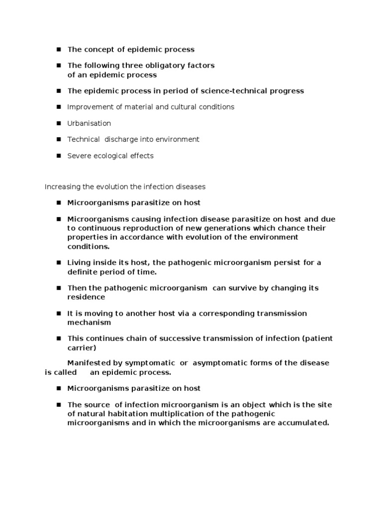 The Concept of Epidemic Process | PDF | Transmission (Medicine) | Infection