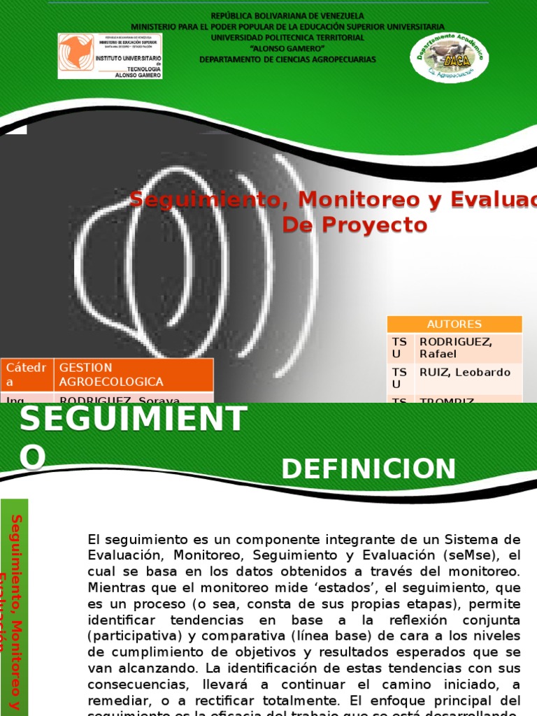 Seguimiento, Monitoreo y Evaluacion Presentacion | Descargar gratis PDF ...
