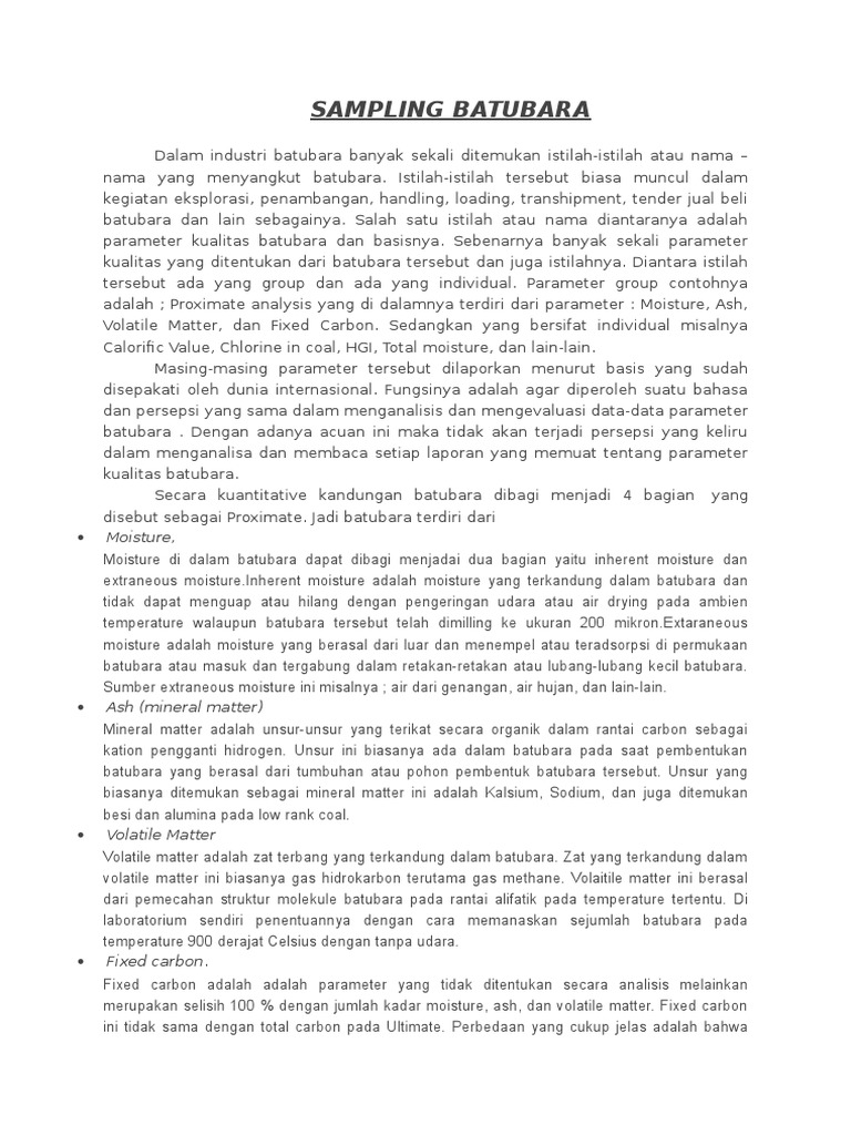 Sampling Batubara | PDF