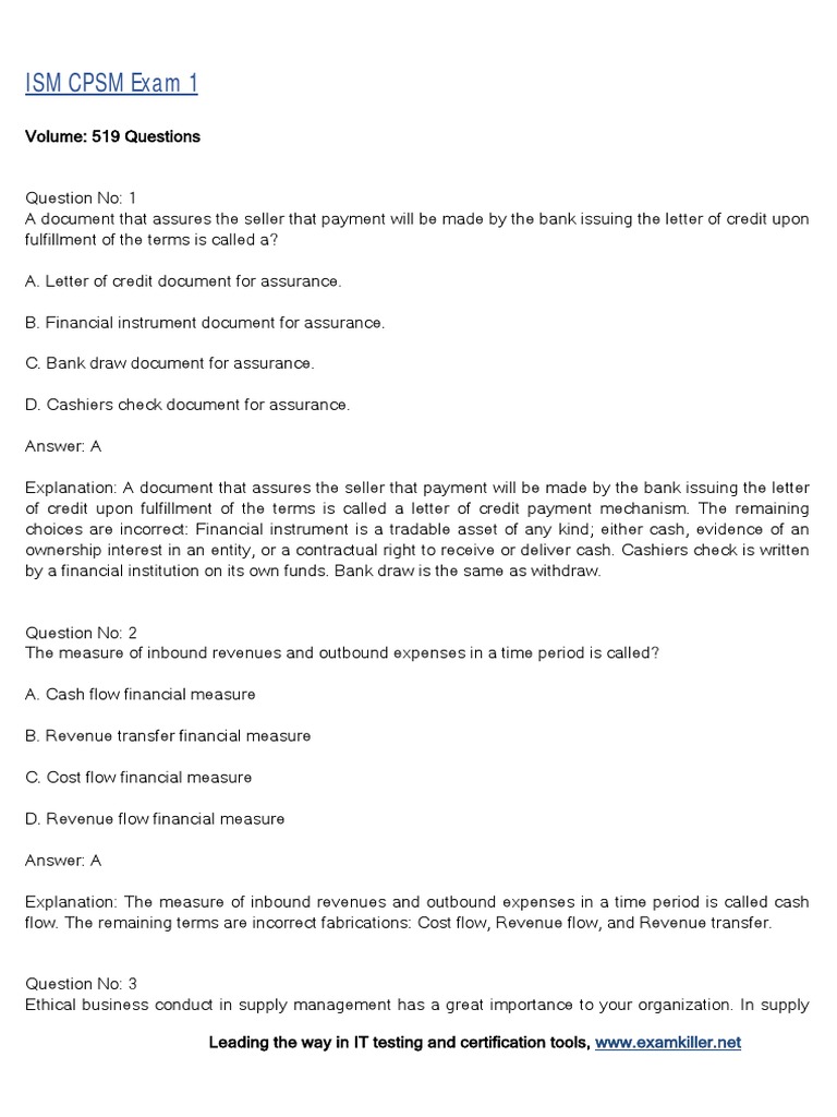 Demo-Cpsm Exam 1 | PDF | Supply Chain | Strategic Management