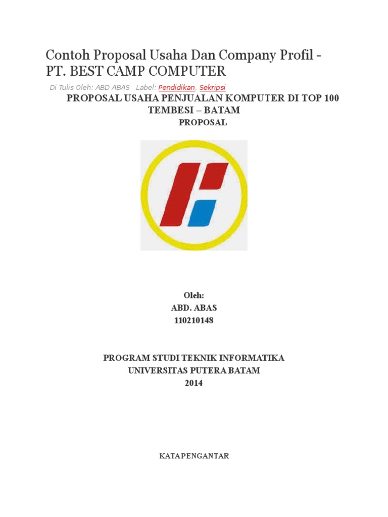 Contoh Proposal Usaha Dan Company Profil - PT. BEST CAMP COMPUTER | PDF