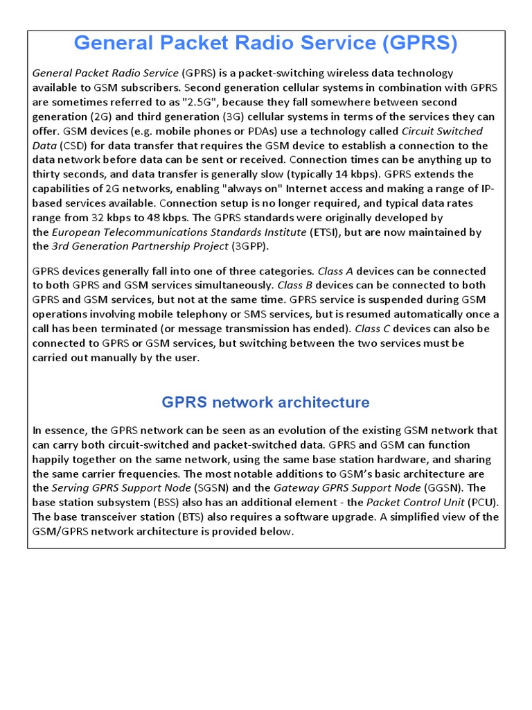 Overview of General Packet Radio Service | PDF | General Packet Radio ...