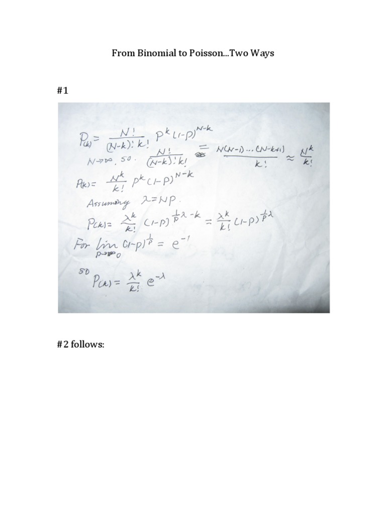 From Binomial To Poisson... Two Ways | PDF | Poisson Distribution ...