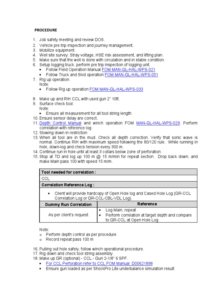 Sop Perforation Enerjet PDF | PDF | Drilling Rig