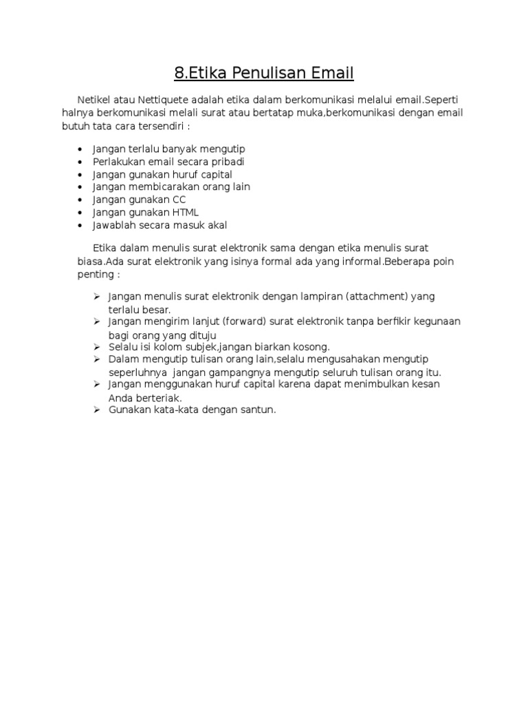 Etika Penulisan Email yang Baik | PDF