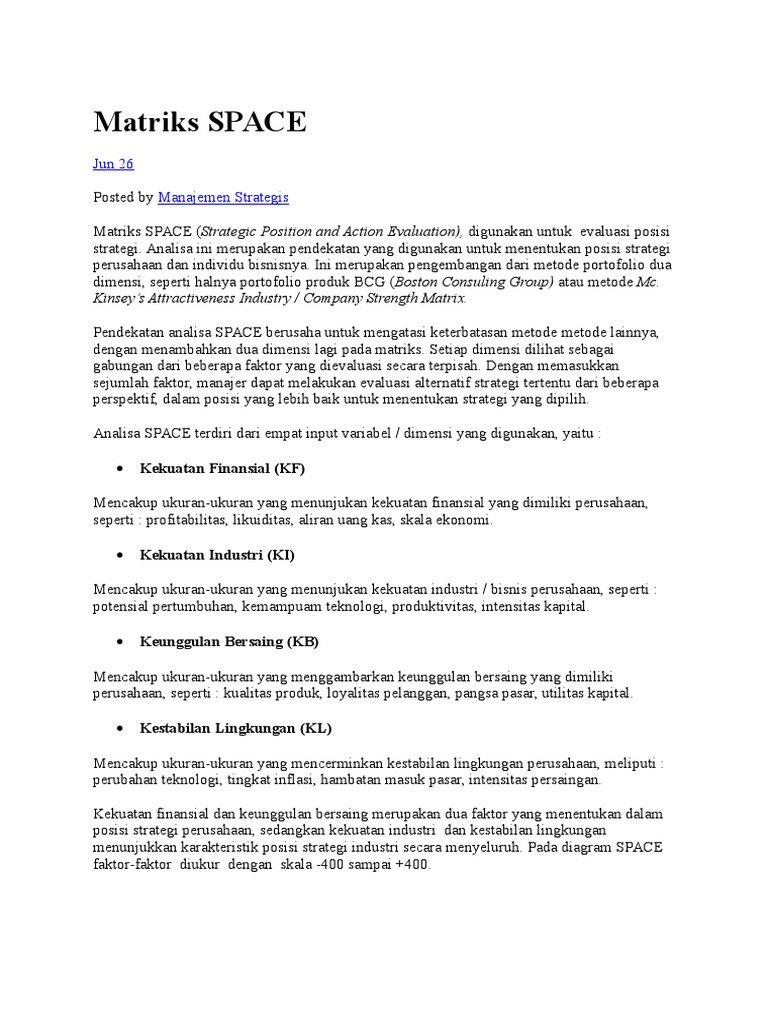 Matriks Space 1 | PDF