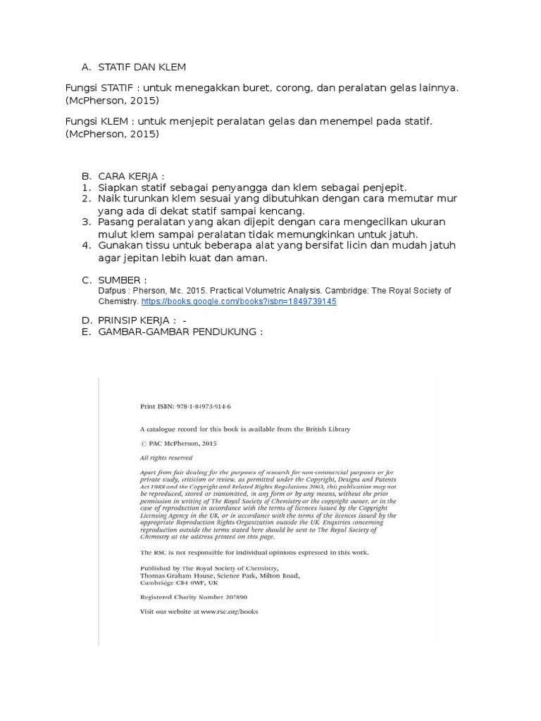 Fungsi dan Cara Kerja Statif dan Klem | PDF | Sains & Matematika ...