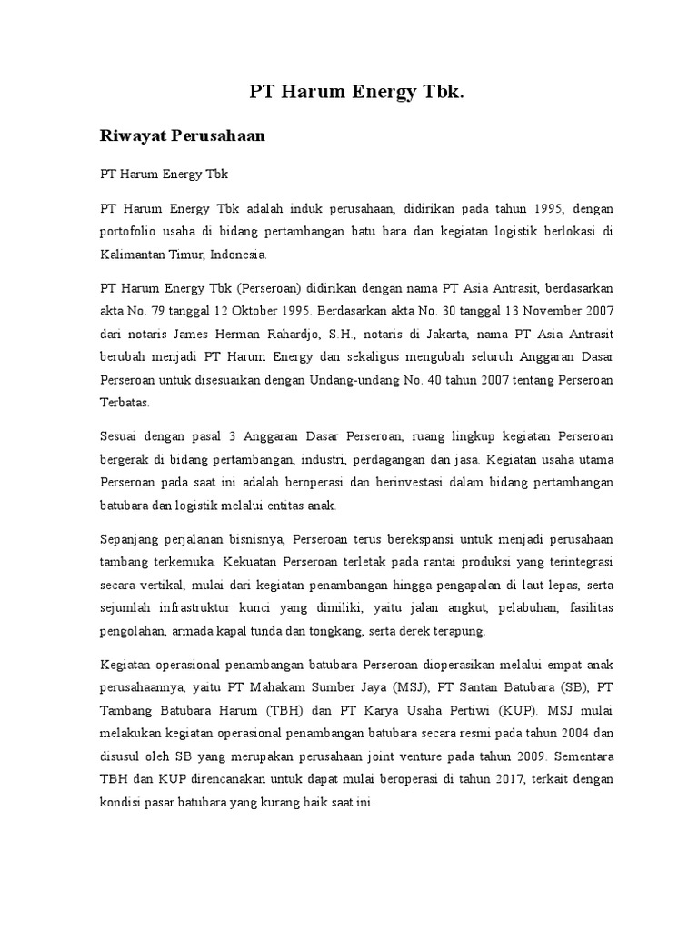 PT Harum Energy TBK | PDF