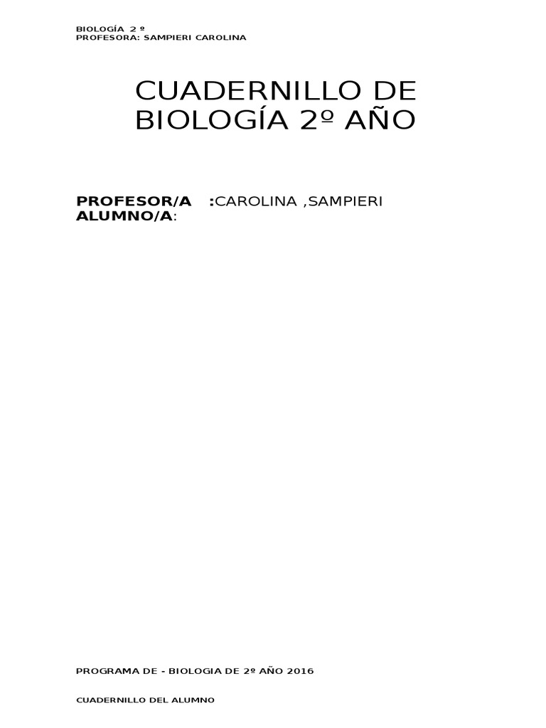 Cuadernillo De Biología 2º Año Pdf Biología Celular Fotosíntesis