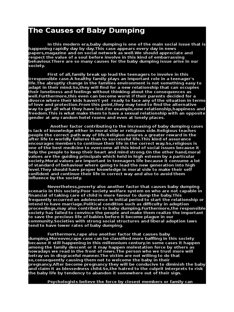 The Causes of Baby Dumping | PDF | Adolescence | Adoption