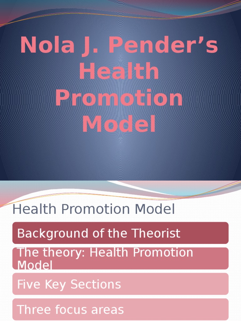 Nola J. Pender's Health Promotion Model | PDF | Health Promotion | Behavior