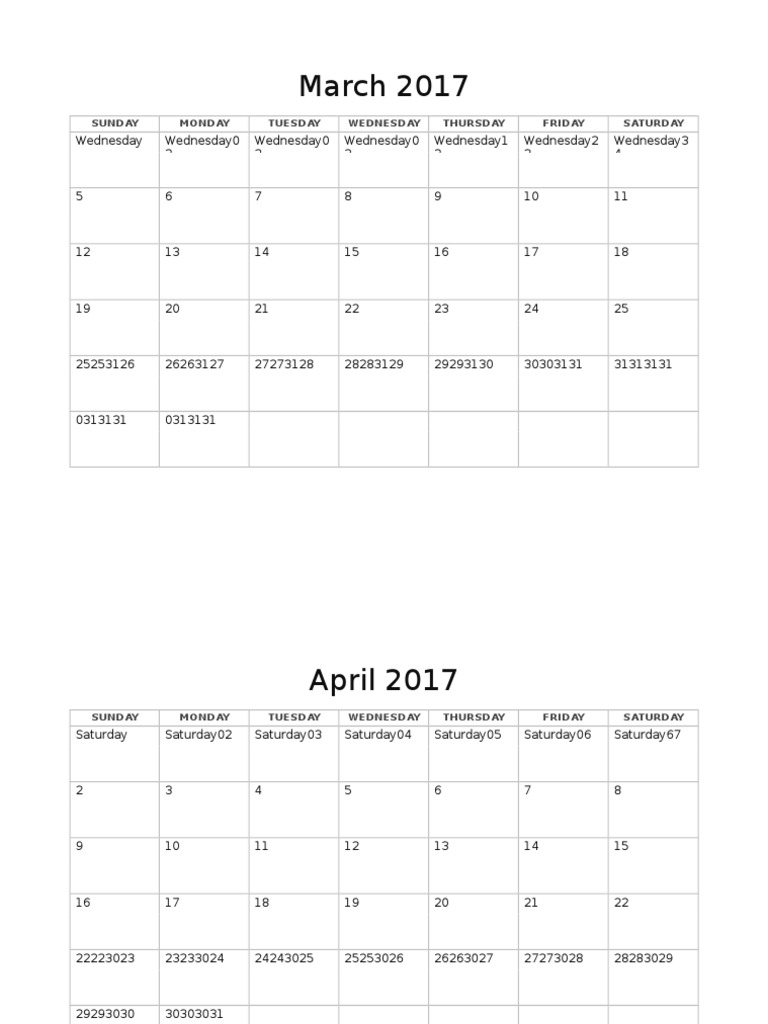 2017 Monthly Calendar Overview | PDF