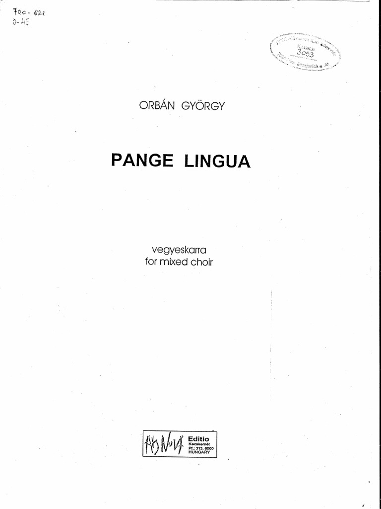 Pange Lingua Gyorgy Orban PDF | PDF