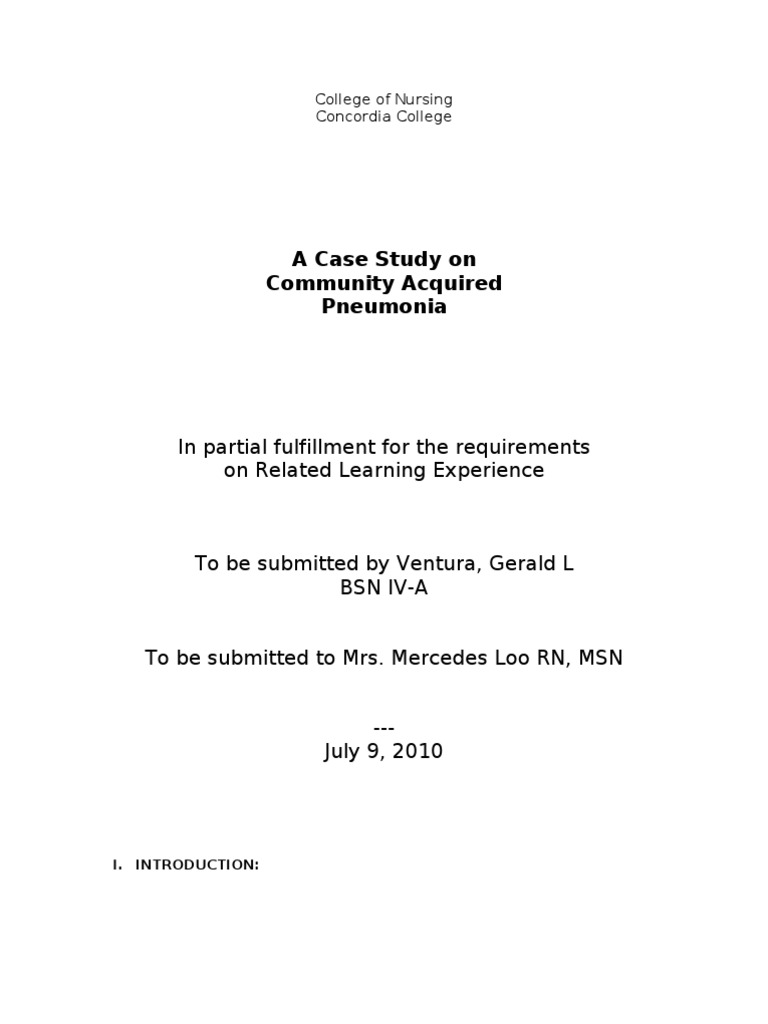 Case Study Pneumonia | PDF | Respiratory Tract | Lung