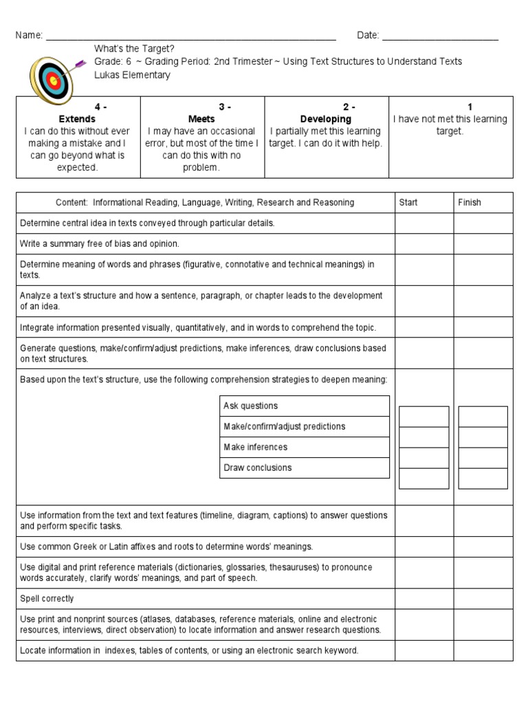 Grade 6 Text Structure Assessment Guide | PDF