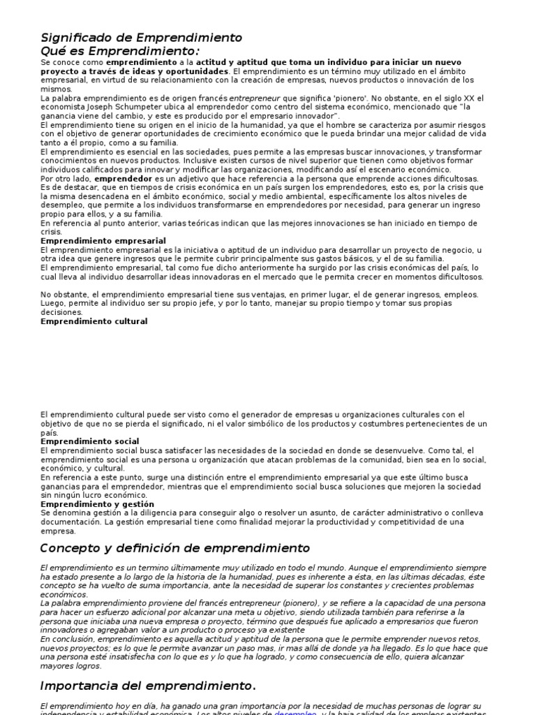 Significado de Emprendimiento | PDF | Sociedad | Innovación