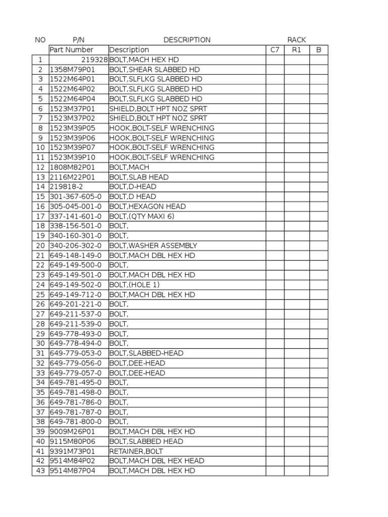 List Bolt EIPC CFM56-7B | Download Free PDF | Screw | Metals