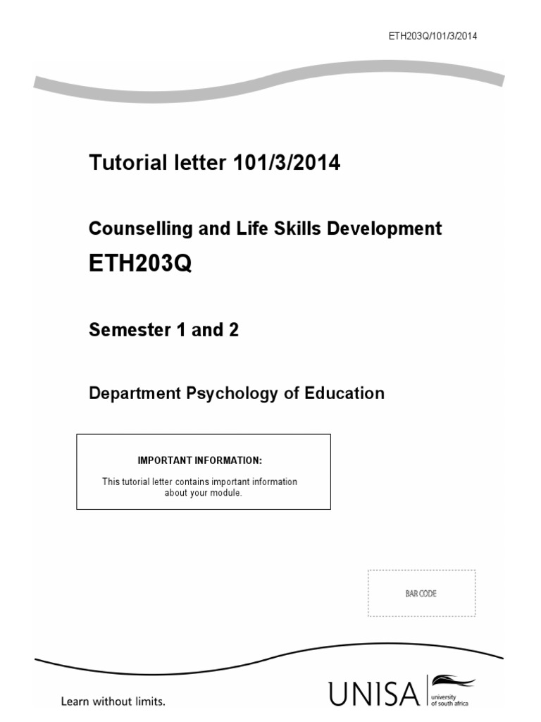 Tutorial Letter 101 2014 - ETH203Q | PDF | Tutorial | Test (Assessment)