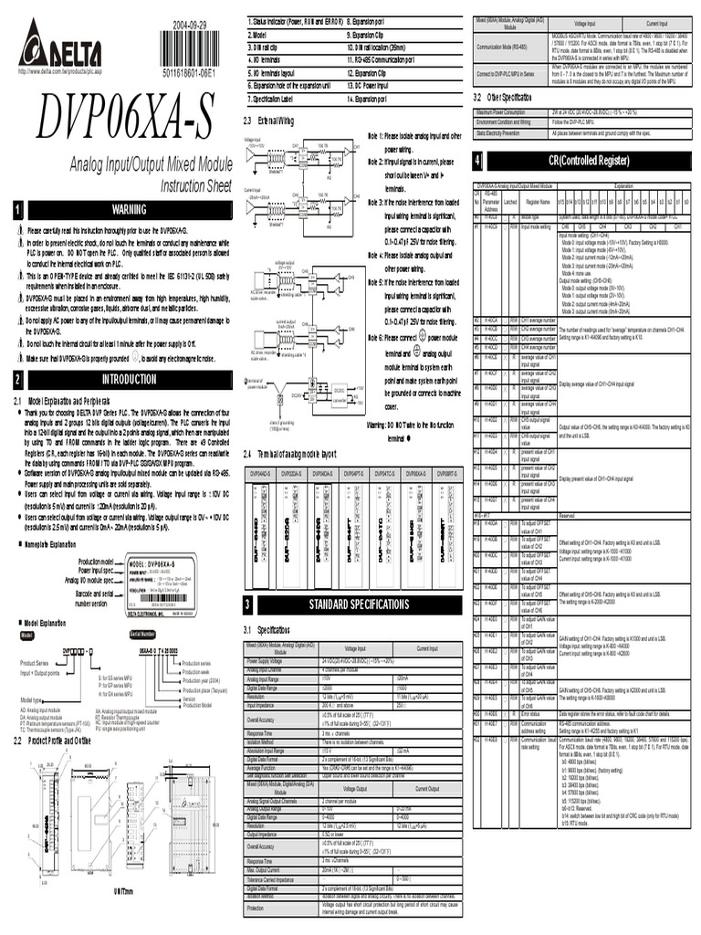 DVP06XA-S Instruction Sheet - 1 | PDF | Signal (Electrical Engineering ...