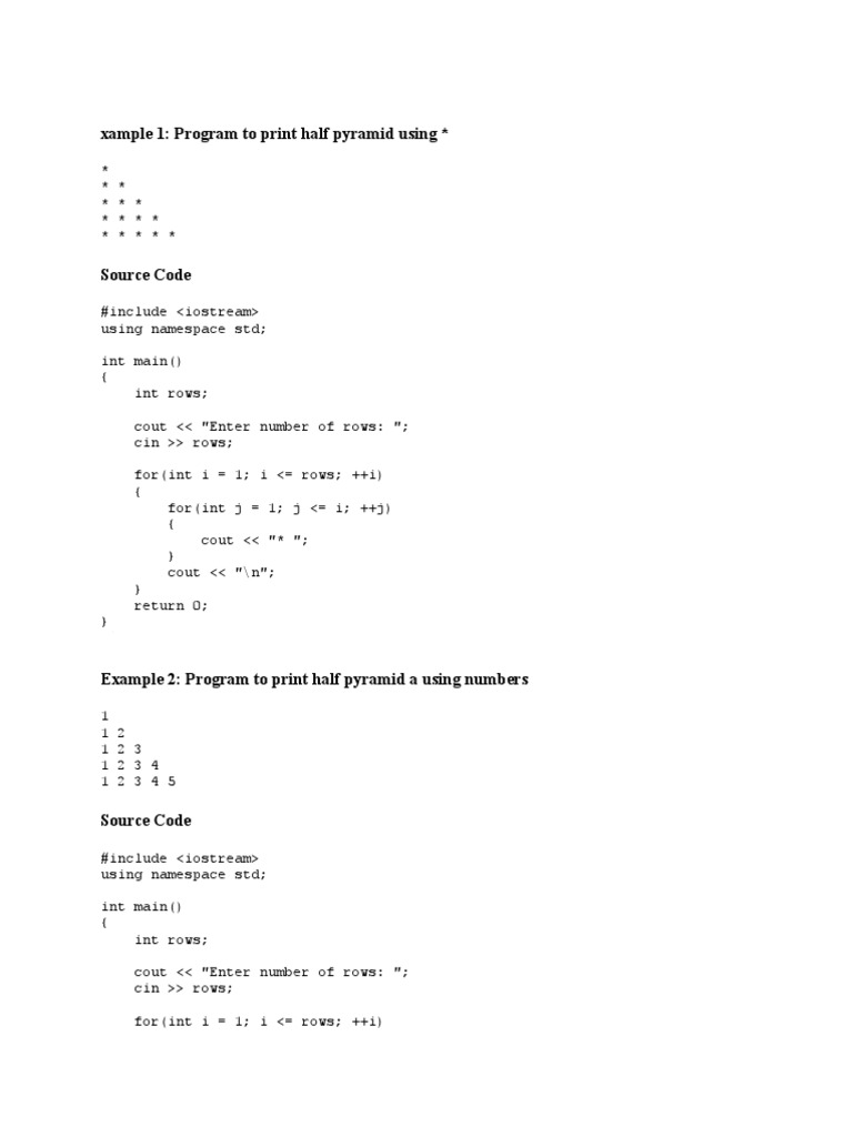 Pyramid Pattern Programs | PDF | Software Development | Computer ...