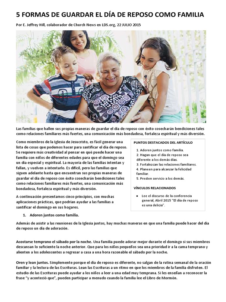5 Formas de Guardar El Día de Reposo Como Familia | PDF | Rápido | Shabat