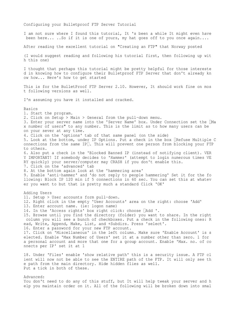 BulletProof FTP Server Tutorial | PDF | File Transfer Protocol | Port (Computer Networking)