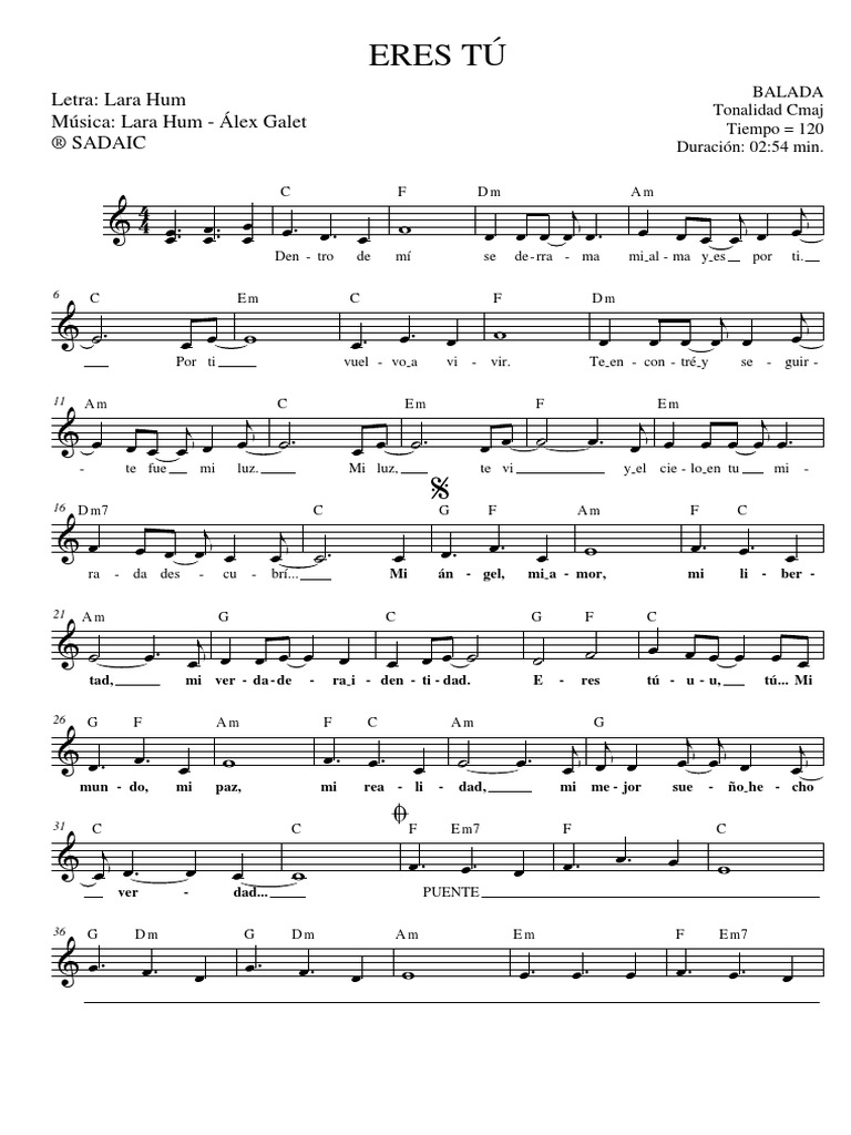 Eres Tú (Partitura) | PDF