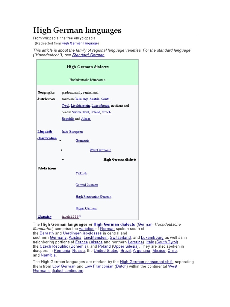 High German Languages | Download Free PDF | German Language | Linguistics