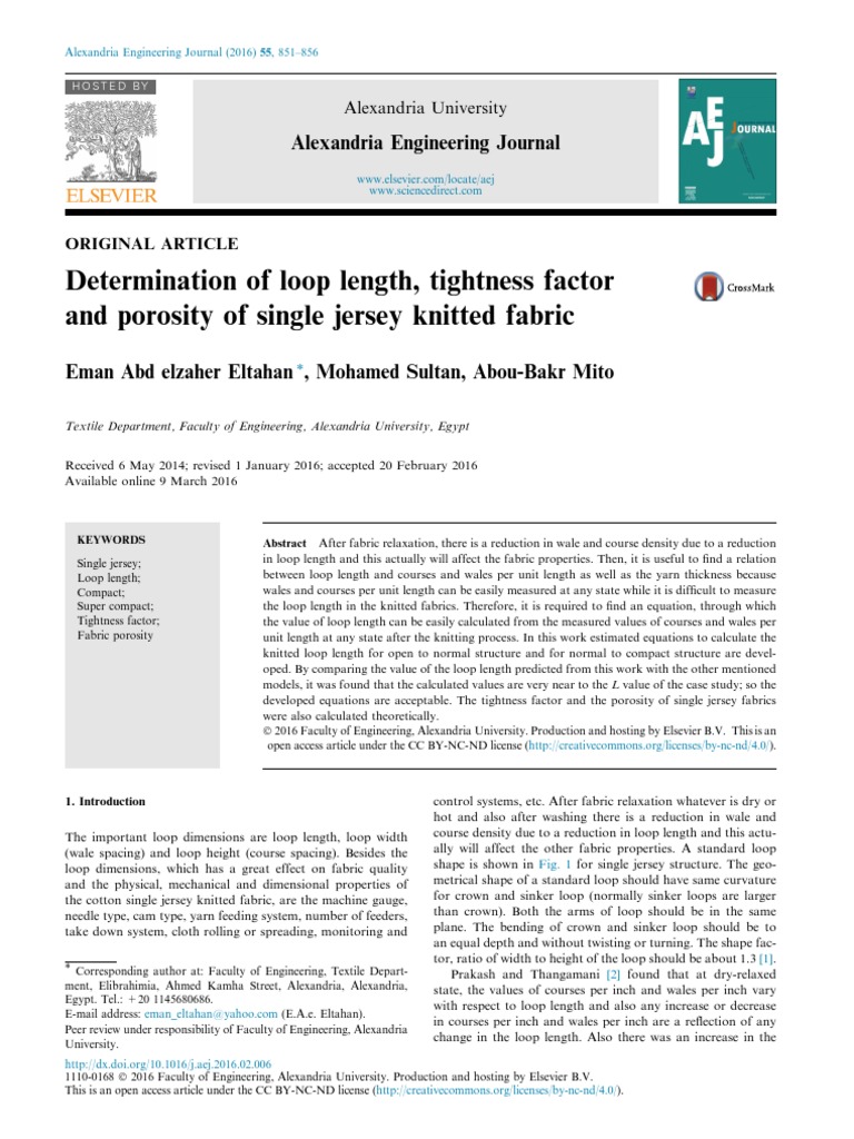 Loop Length and Tightness Factor in Knitting | PDF | Knitting | Textiles