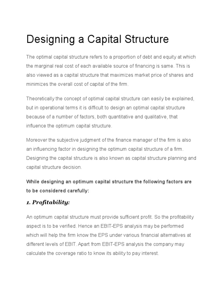 Designing A Capital Structure | PDF | Capital Structure | Leverage ...