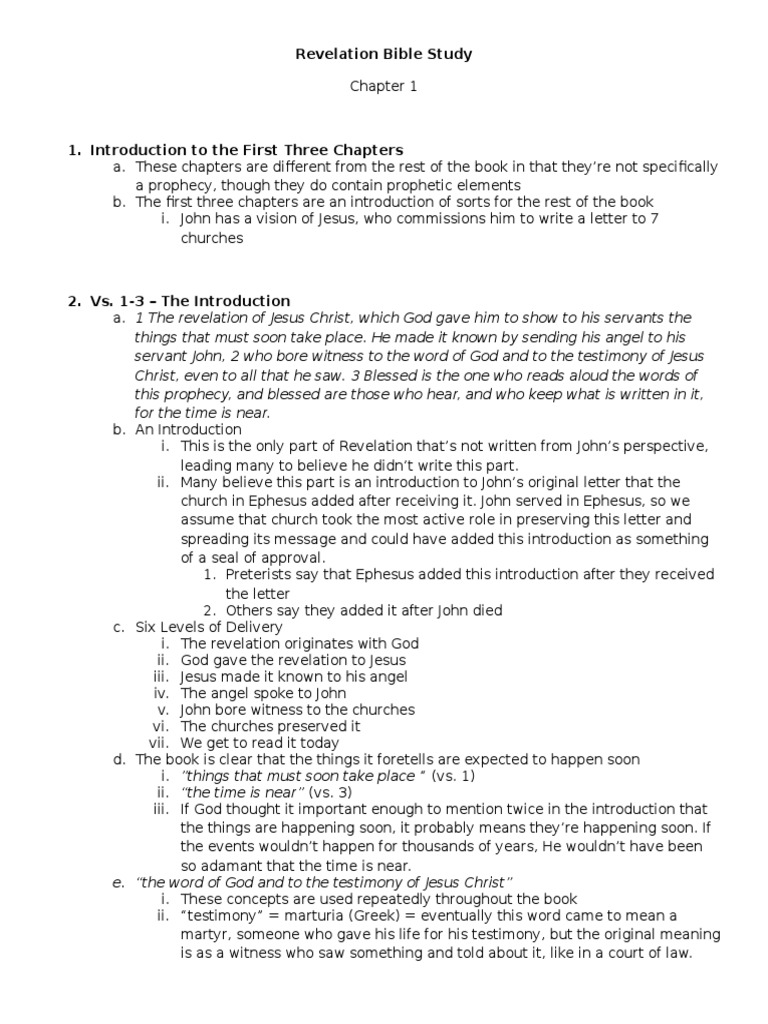 Revelation Notes 4 - Chapter 1 | PDF | John The Apostle | Gospel Of Matthew