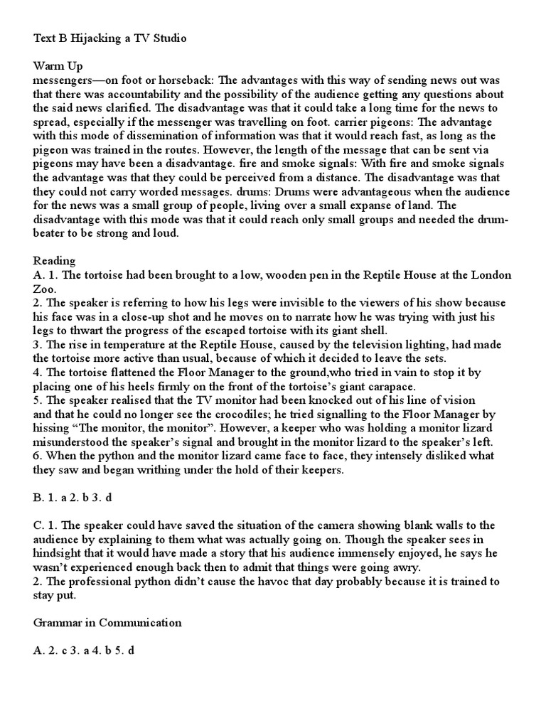 Text B Hijacking A TV Studio | PDF