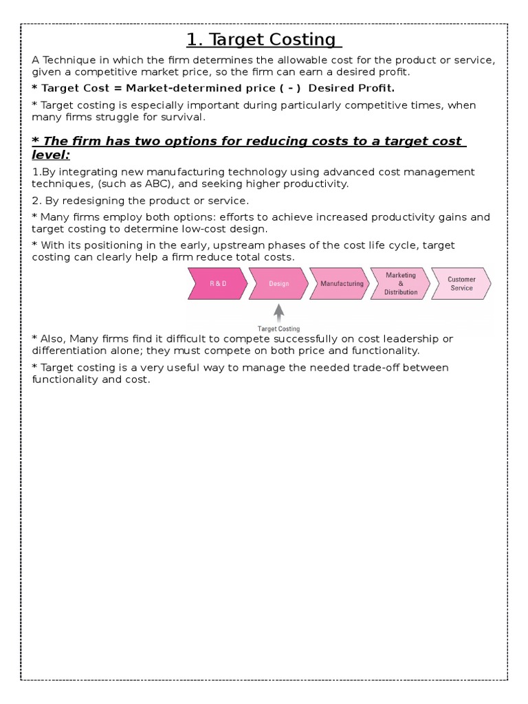 Target Costing: A Competitive Strategy | PDF