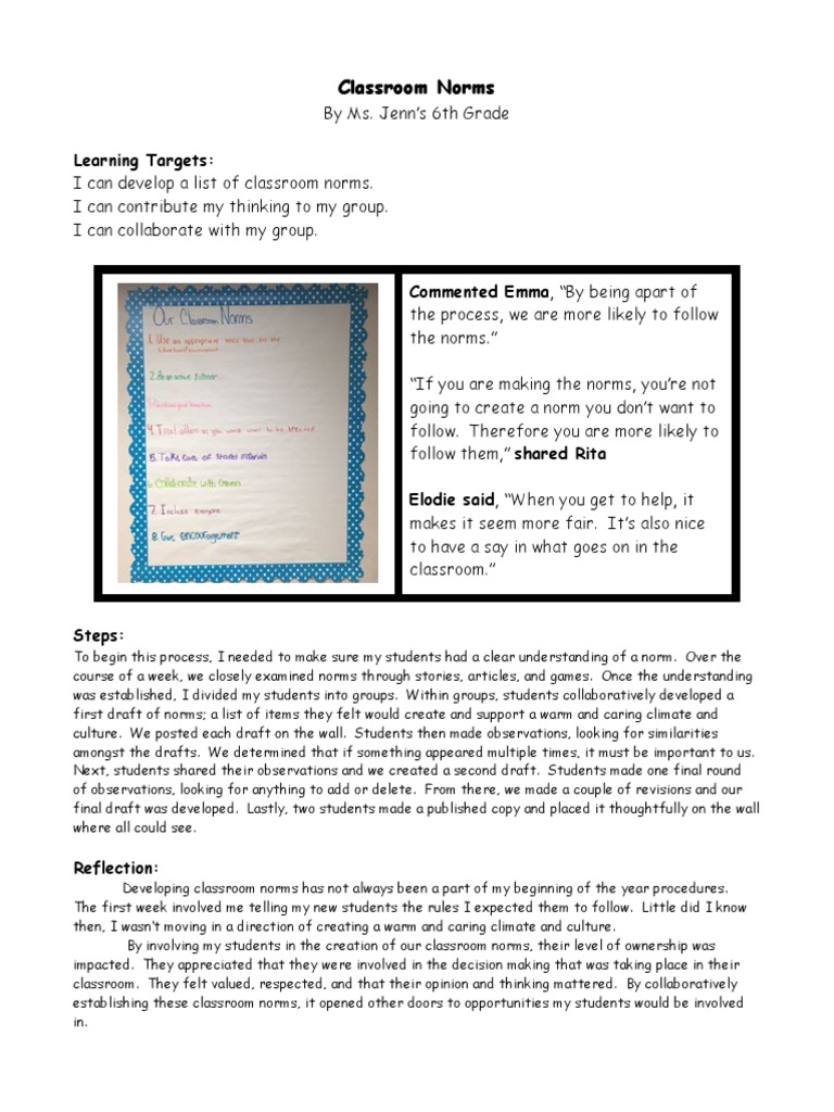 Creating Collaborative Classroom Norms | PDF | Norm (Social) | Cognition