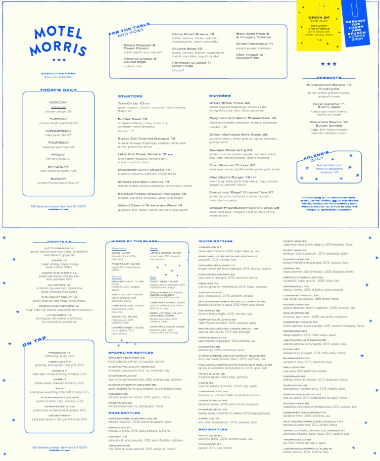 Motel Morris Menu | PDF | Rose | Salad