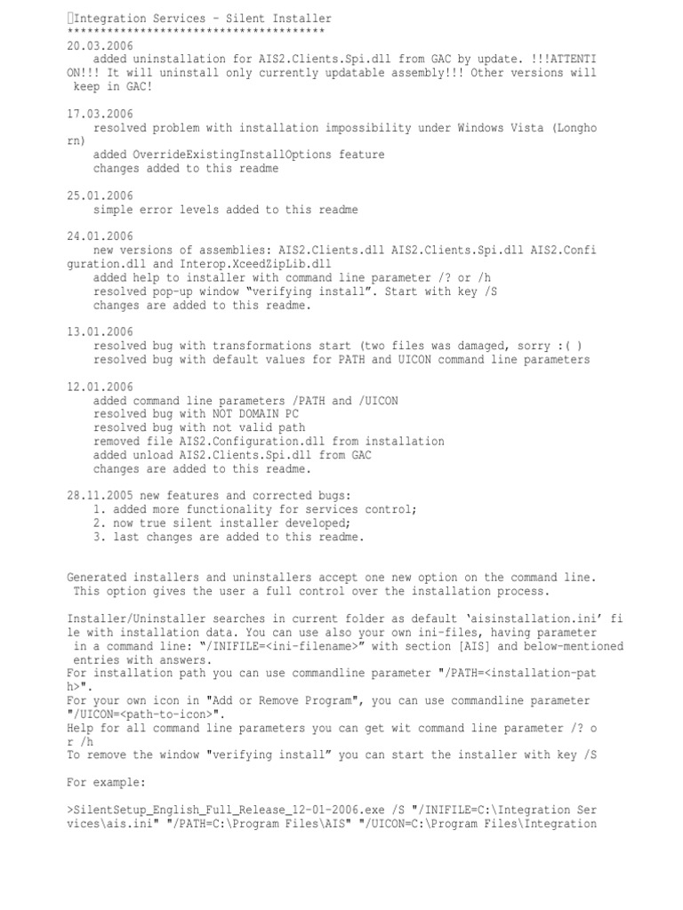 readme.txt | Command Line Interface | Installation (Computer Programs)