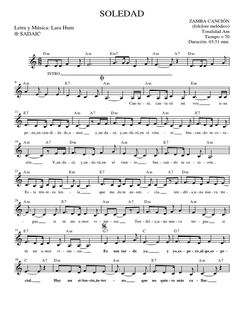 Soledad (Partitura) | PDF | Ocio