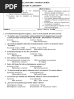 Prueba Genero Narrativo 5 Basico | PDF | Narración | Narrativa