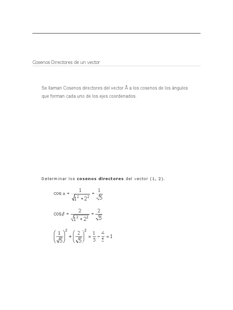 Cosenos Directores de un Vector | PDF | Movimiento (física) | Vector ...