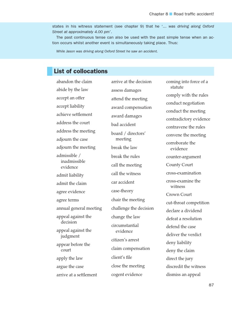 Legal Collocations Trafic | PDF | Witness | Damages