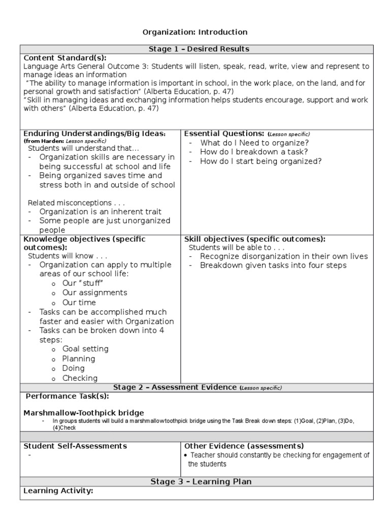 Organization 101 Class | PDF | Goal Setting | Educational Assessment