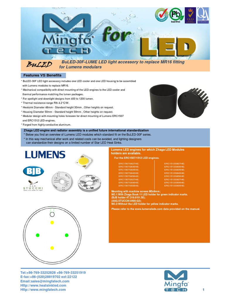 BuLED-30F-LUME LED Light Accessory To Replace MR16 Fitting For Lumens ...