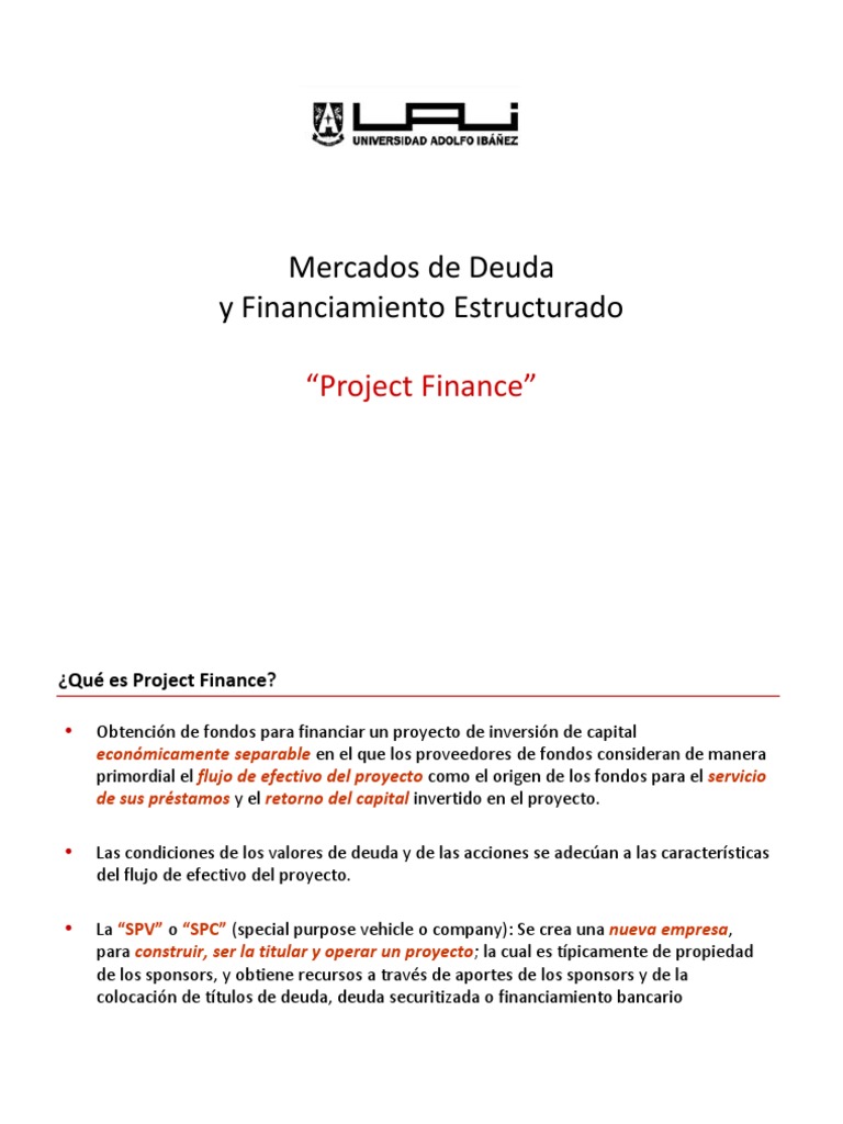 Project Finance | PDF | Deuda | Compartir (Finanzas)
