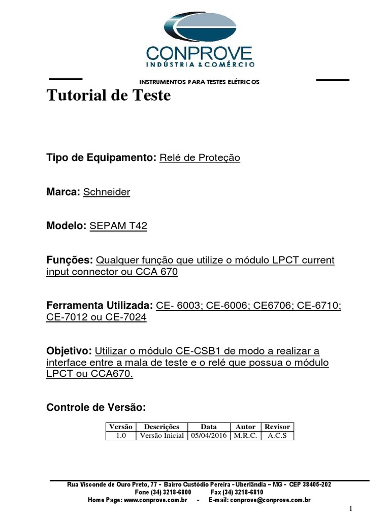 Tutorial Teste Rele Schneider SEPAM T42 CE-CSB1 CTC | PDF | Relé ...