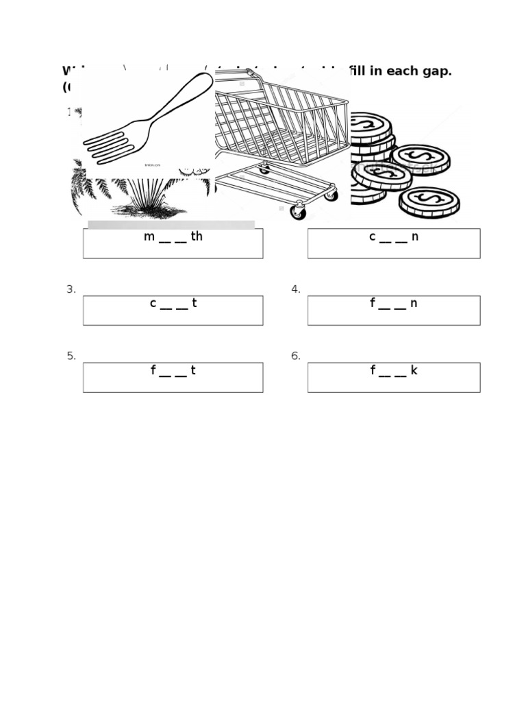 Write Ou', Er ', Oi', Ar', Ur' or Oo' To Fill in Each Gap. (6 Marks) | PDF