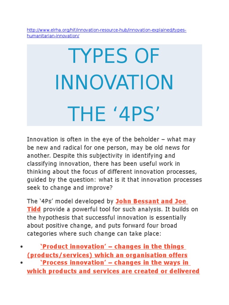 4ps of Innovation | PDF | Aids | Humanitarian Aid