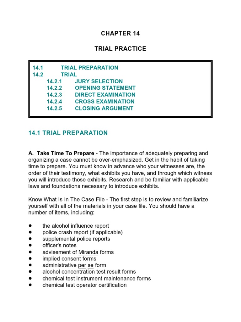 Trial Preparation and Strategy Guide | PDF | Batson V. Kentucky | Witness