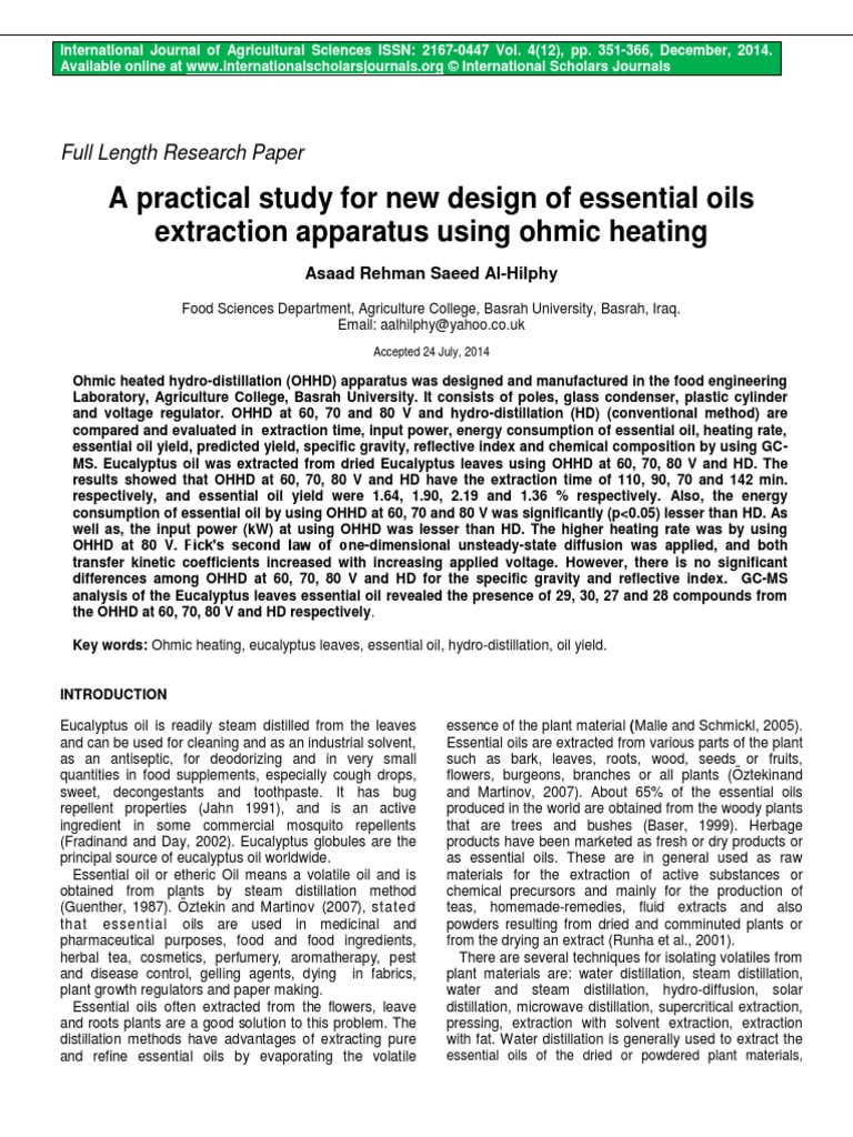 A Practical Study For New Design of Essential Oils | PDF | Distillation ...
